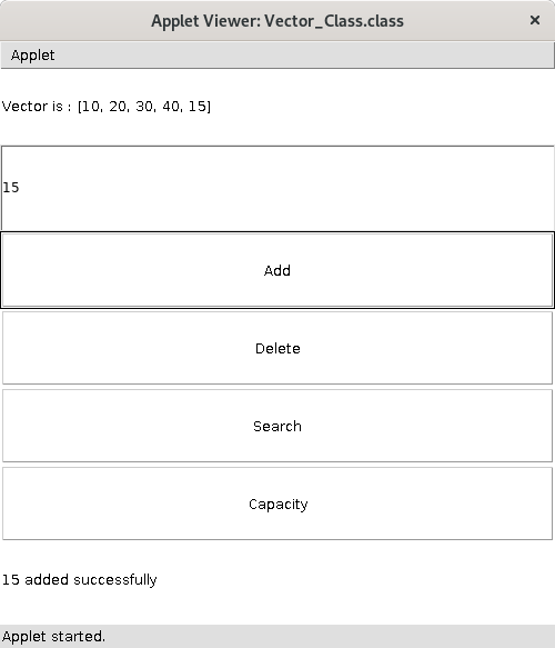 Java Program To Show The Use Of Methods Of Vector Class Sanfoundry