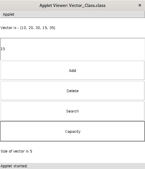 Java Program To Show The Use Of Methods Of Vector Class Sanfoundry
