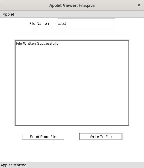 Java Program To Perform Read And Write File Operations Using Applet Sanfoundry